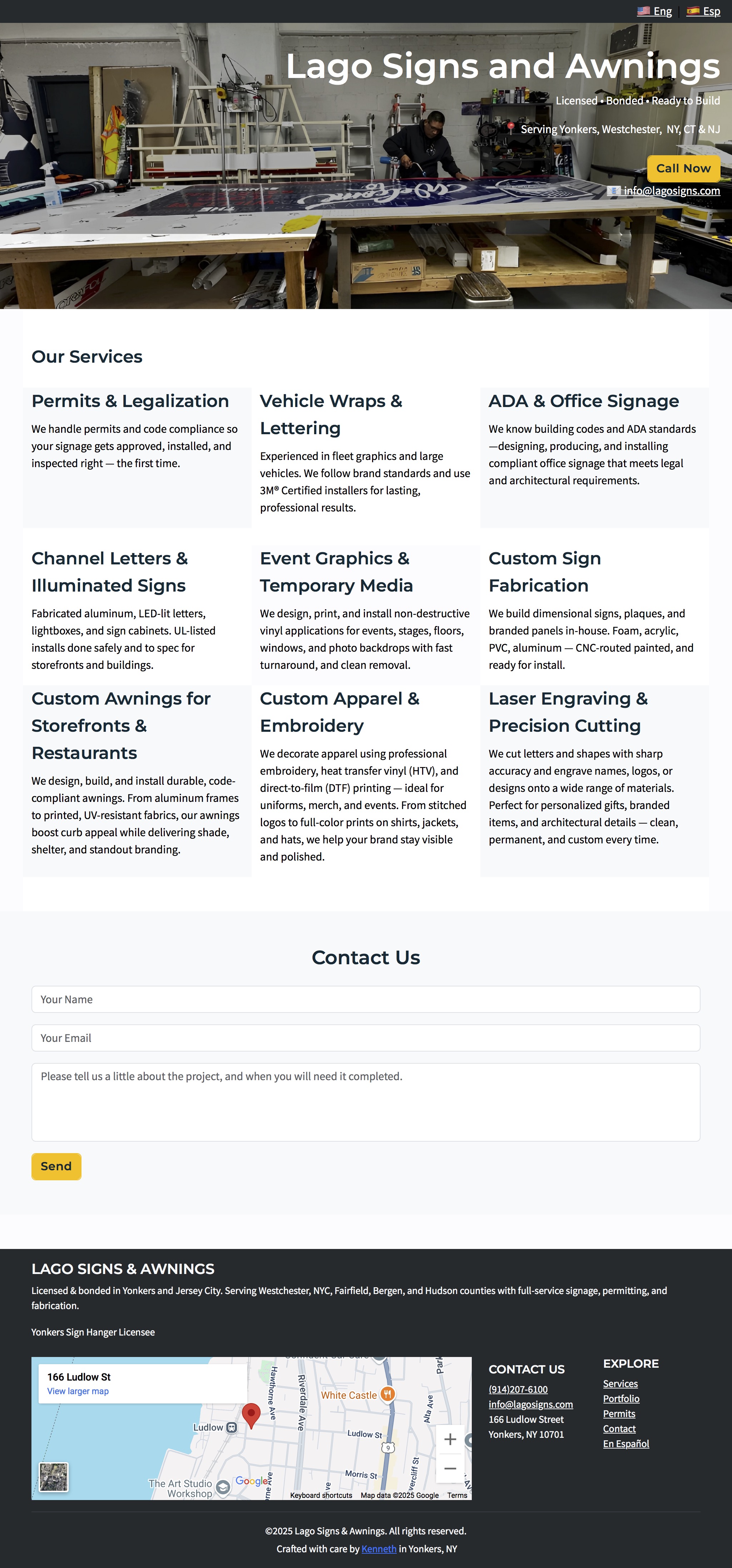 Yonkers Custom Signs Printing Awnings Permits Embroidery | Lago Signs ...